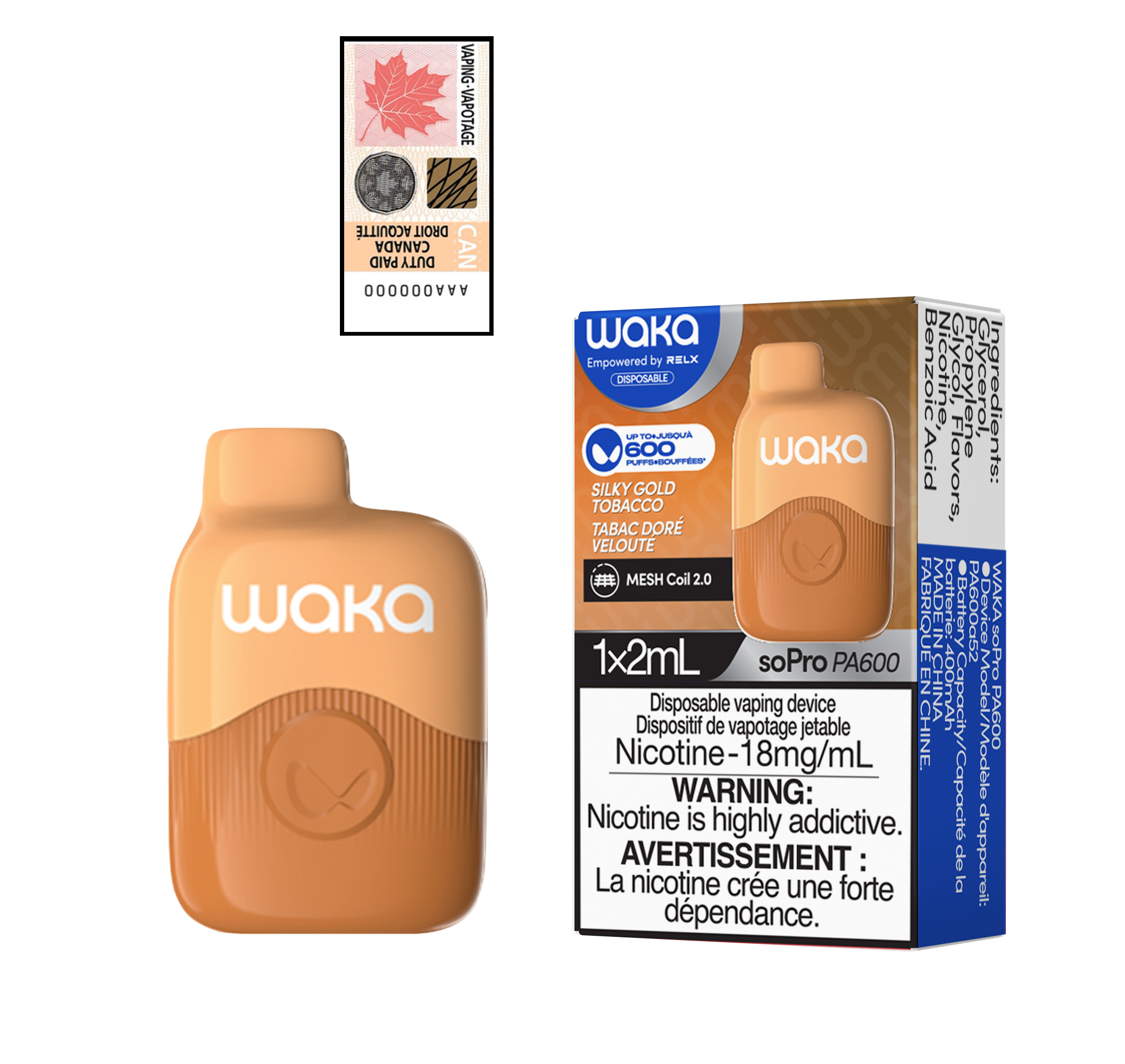 Waka PA600 - Silky Gold Tobacco – Bullet Distribution Inc.