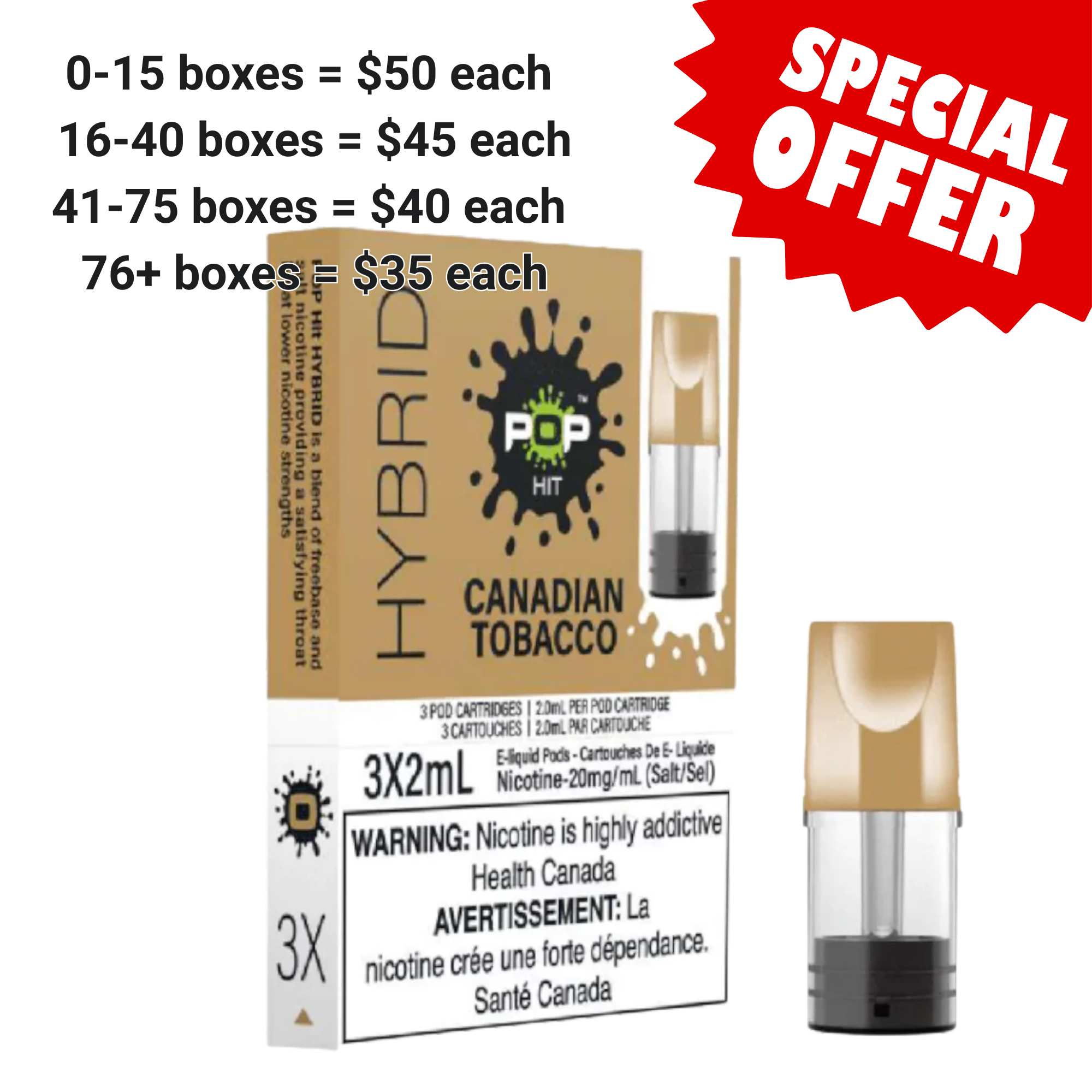 Pop Pods Hybrid - Canadian Tobacco – DISTRIBUTION BULLET INC.