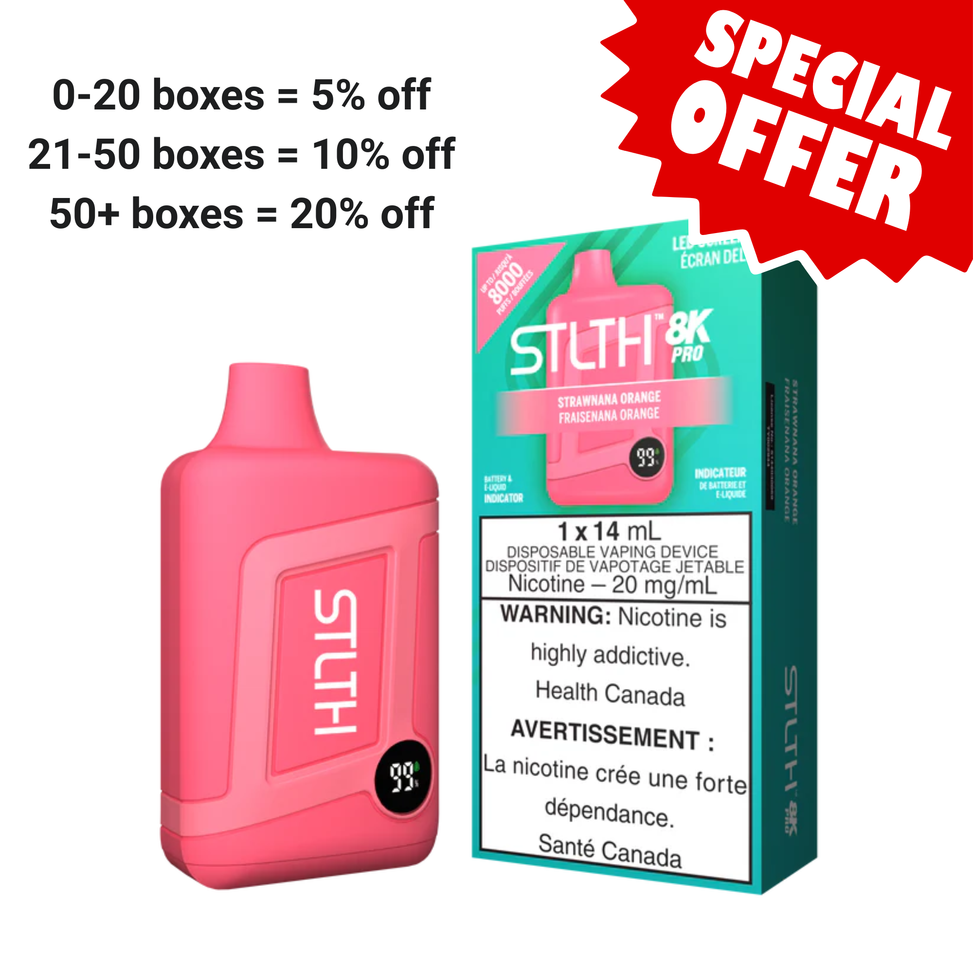 STLTH 8K PRO - Strawnana Orange [ON] – DISTRIBUTION BULLET INC.