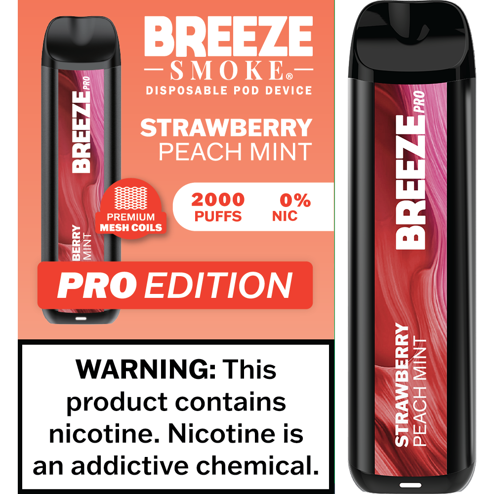 Breeze Pro - Strawberry Peach Mint Zero Nic – DISTRIBUTION BULLET INC.