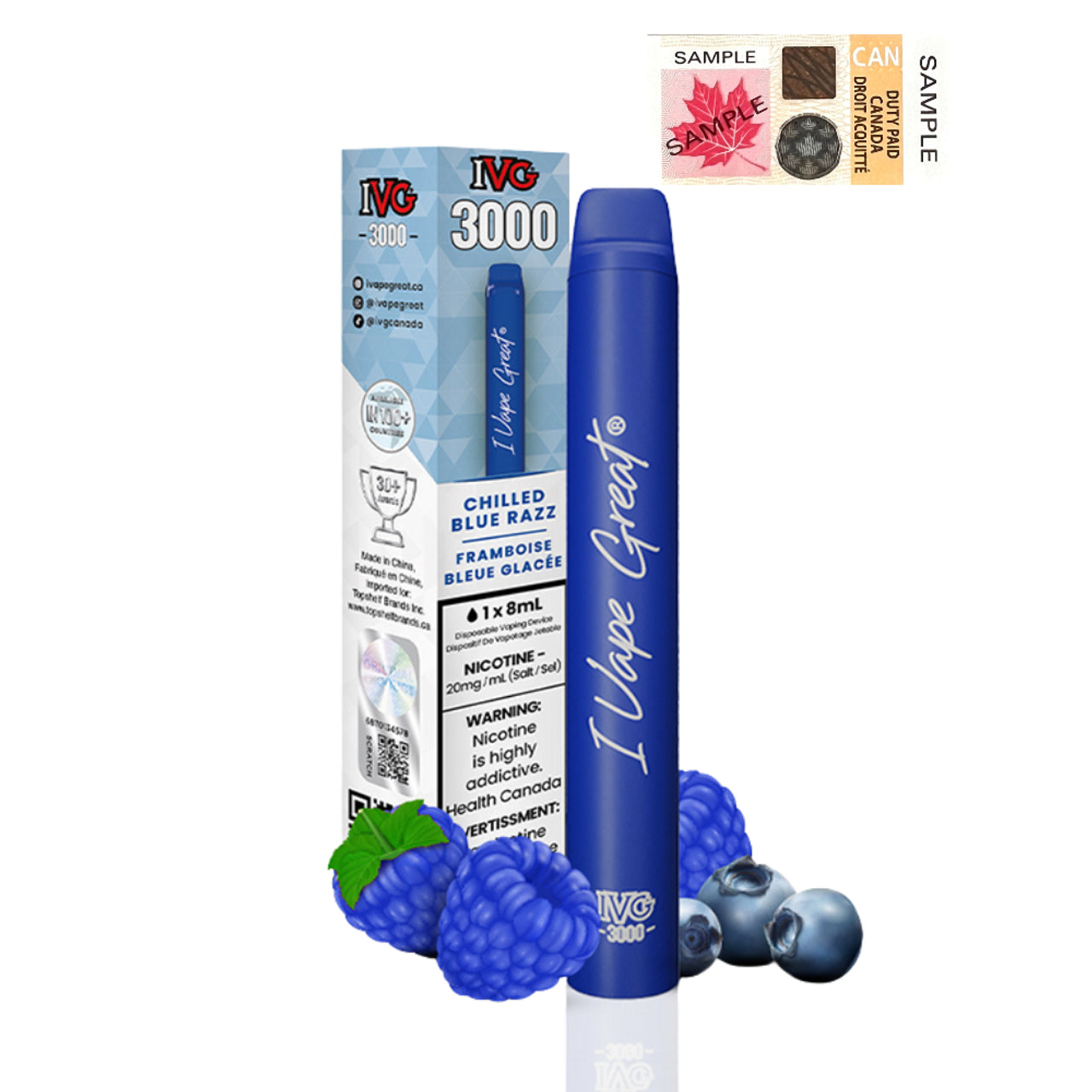 IVG 3000 - Chilled Blue Razz – DISTRIBUTION BULLET INC.