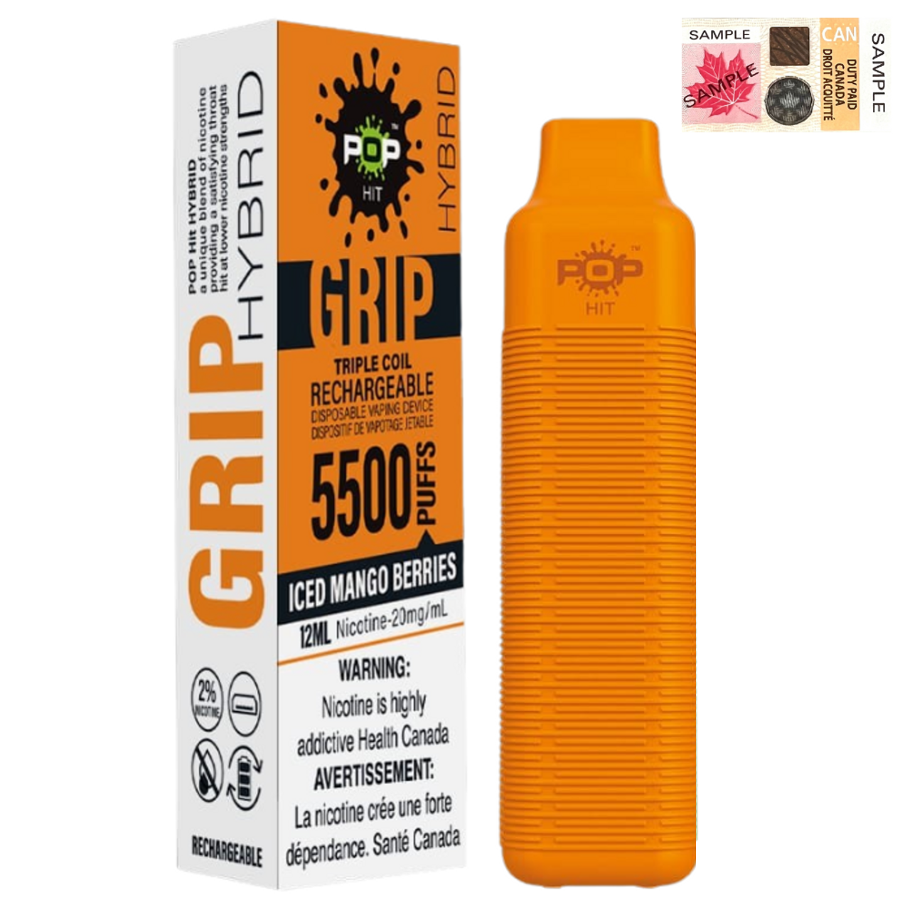 Pop Hybrid Grip 5500 - Iced Mango Berries – Bullet Distribution Inc.
