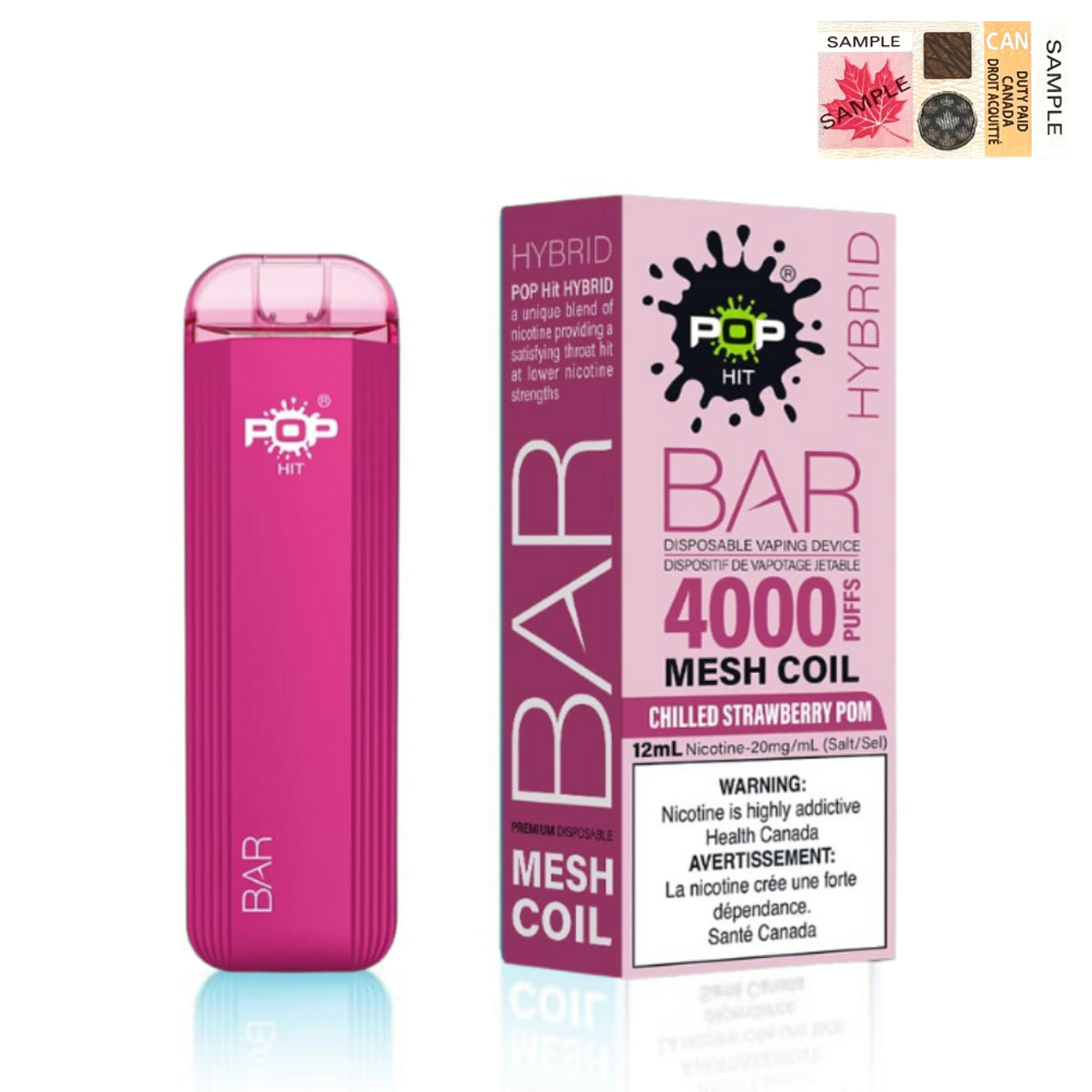 Pop Hybrid Bar 4000 - Chilled Strawberry Pom – DISTRIBUTION BULLET INC.