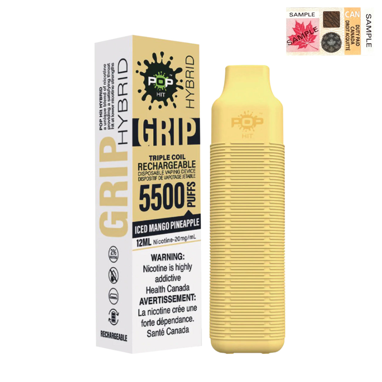 Pop Hybrid Grip 5500 - Iced Mango Pineapple – DISTRIBUTION BULLET INC.